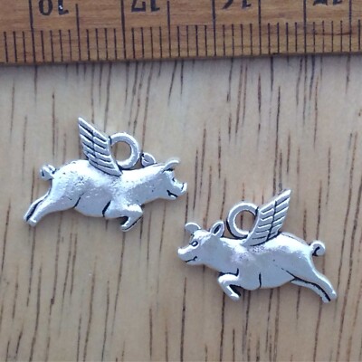 Pig Charms Flying Pig Charms Pendants Antiqued Silver When Pigs Fly 10 ...