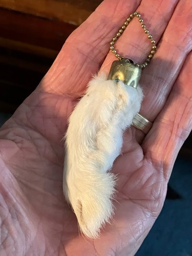 Vntg 1960’s REAL AUTHENTIC “Lucky Charm USA” Rabbits Foot on Bead Chain ...