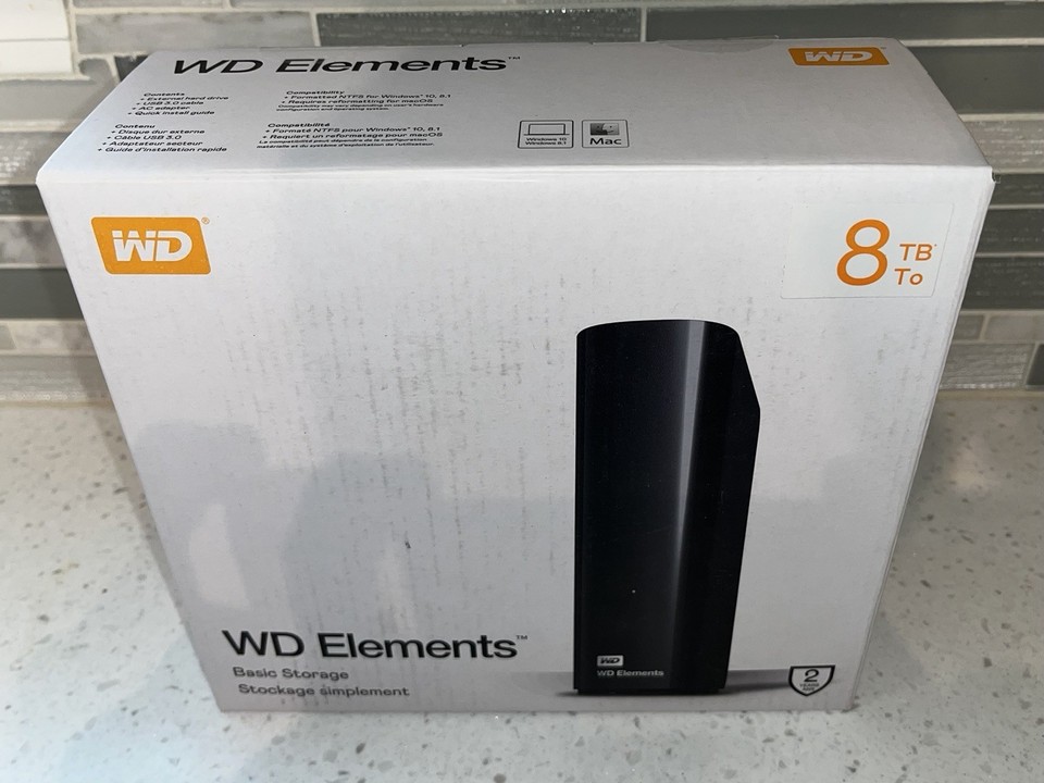WD Elements Desktop External Hard Drive 8TB USB 3.0 - Black ...