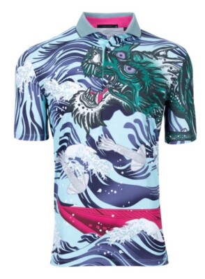 SIZE XL GREYSON POLO SHIRT MYTHICAL SEA SKYSTONE AQUA OCEAN DRAGON GOLF ...