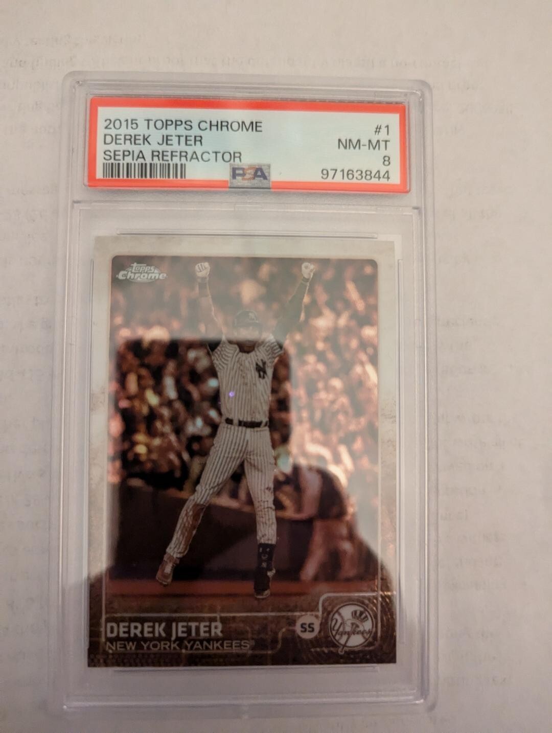 2015 TOPPS CHROME # 1 DEREK JETER SEPIA REFRACTOR P.S.A 8 | eBay