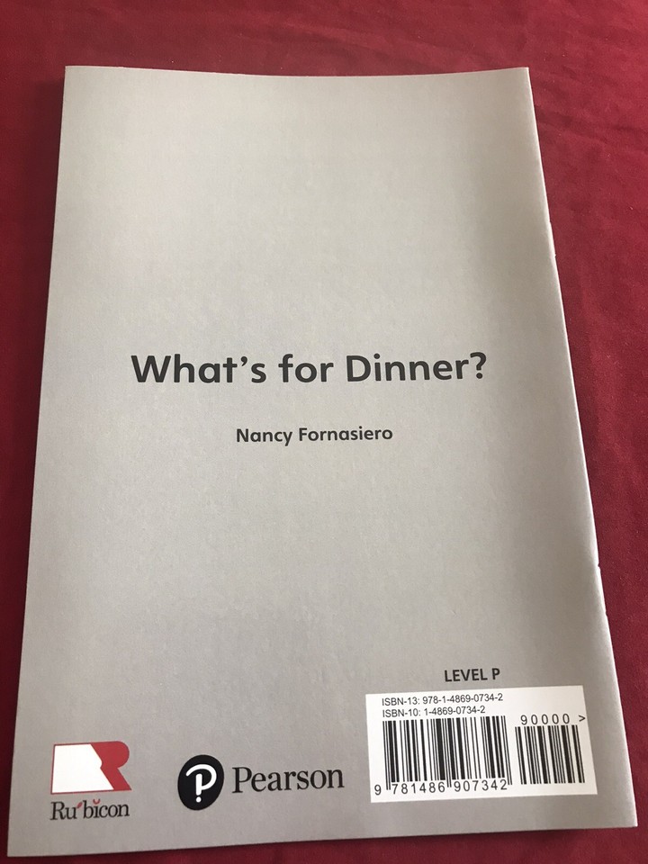 Pearson Leveled Reader Grade 3 Level P, What’s For Dinner, Fornasiero ...