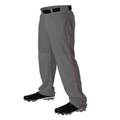 Teamwork Youth Baseball Pants Graphite w/Red Pipe Large Open Bottom ...