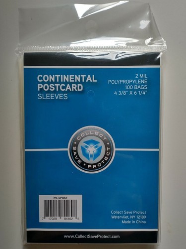 CSP Postcard Sleeves Protectors Package of 100 No PVC NIP 2 mil 3 11/16 ...