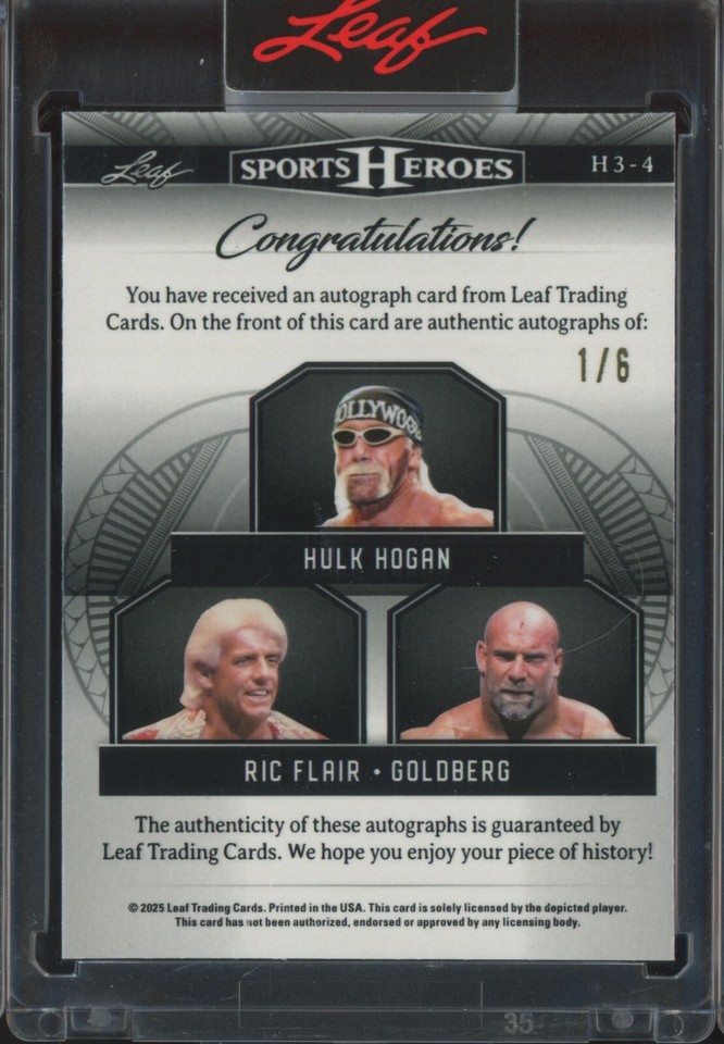 2025 Leaf Sports Heroes Crystal Orange Hulk Hogan Ric Flair Goldberg 1/ ...