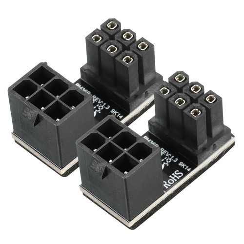 ATX 6 Pin Female to 6 Pin Male 180 Degree Angled Power Adapter 2Pcs ...