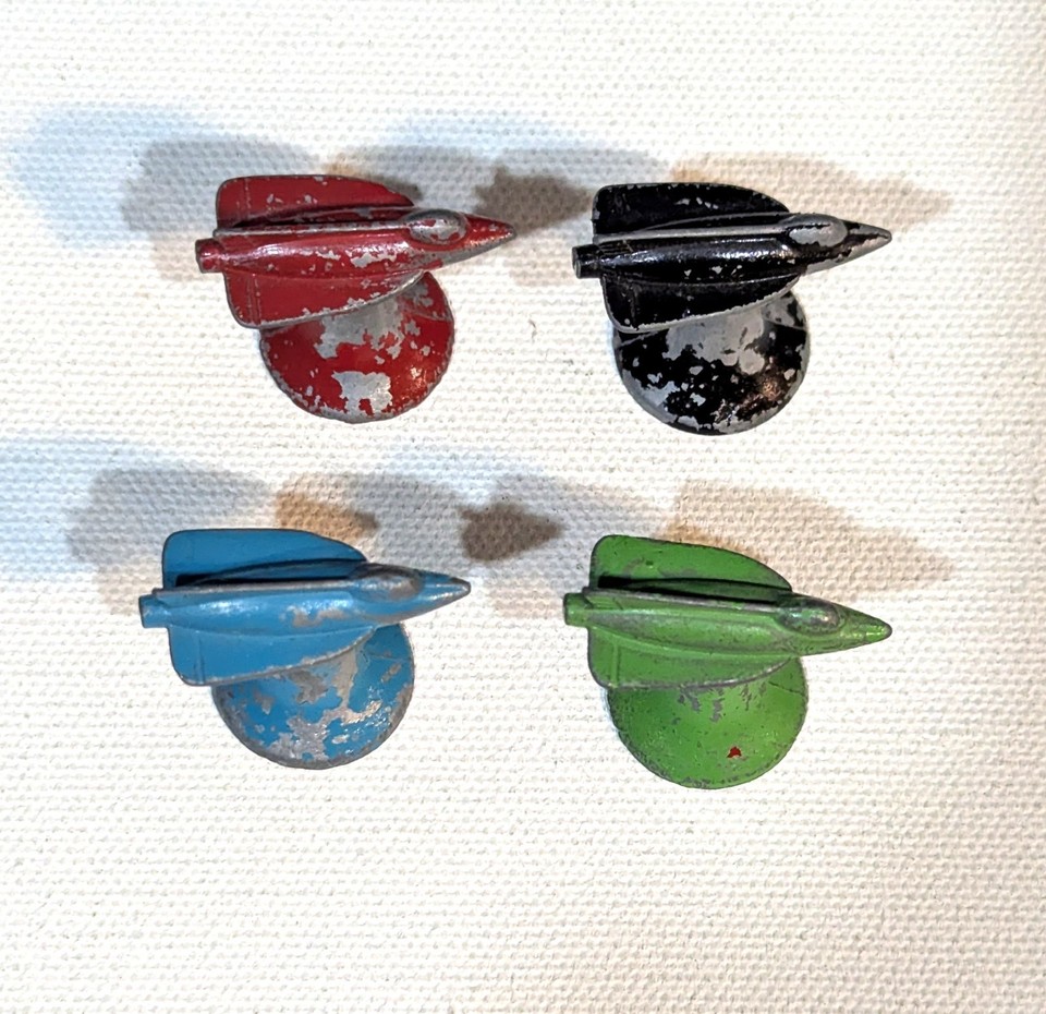 Set of 4 Metal Rocket Space Ship Jet Game Pieces Red Green Blue Black ...