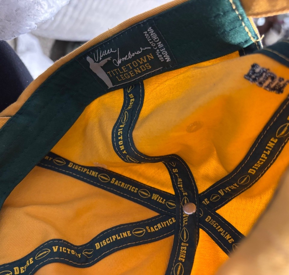 Vince Lombardi Titletown Legends Gold Run To Win Hat Cap NFL Green Bay ...