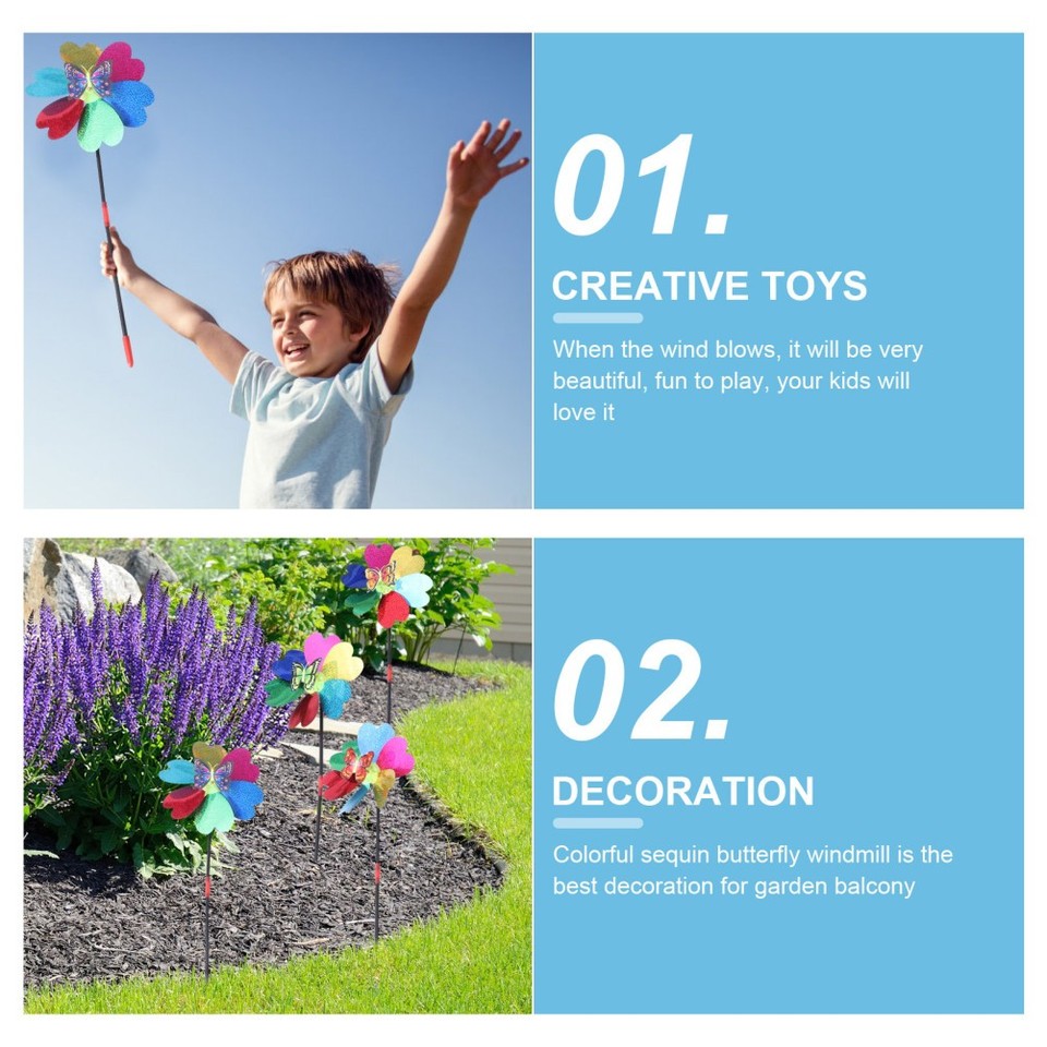 4 PCS Childrens Toys Outdoor Pinwheel Cartoon Kids Windmill Bright ...