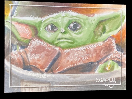GROGU BABY YODA MANDALORIAN Sketch Card Original Art CHRIS MCJUNKIN ...