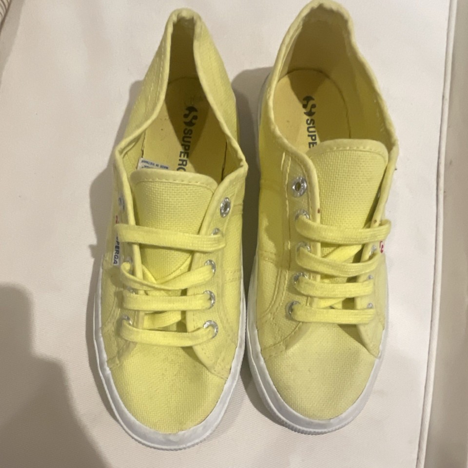 Superga Yellow White Canvas Lace Up Sneakers – Unisex Sz 38 Casual ...