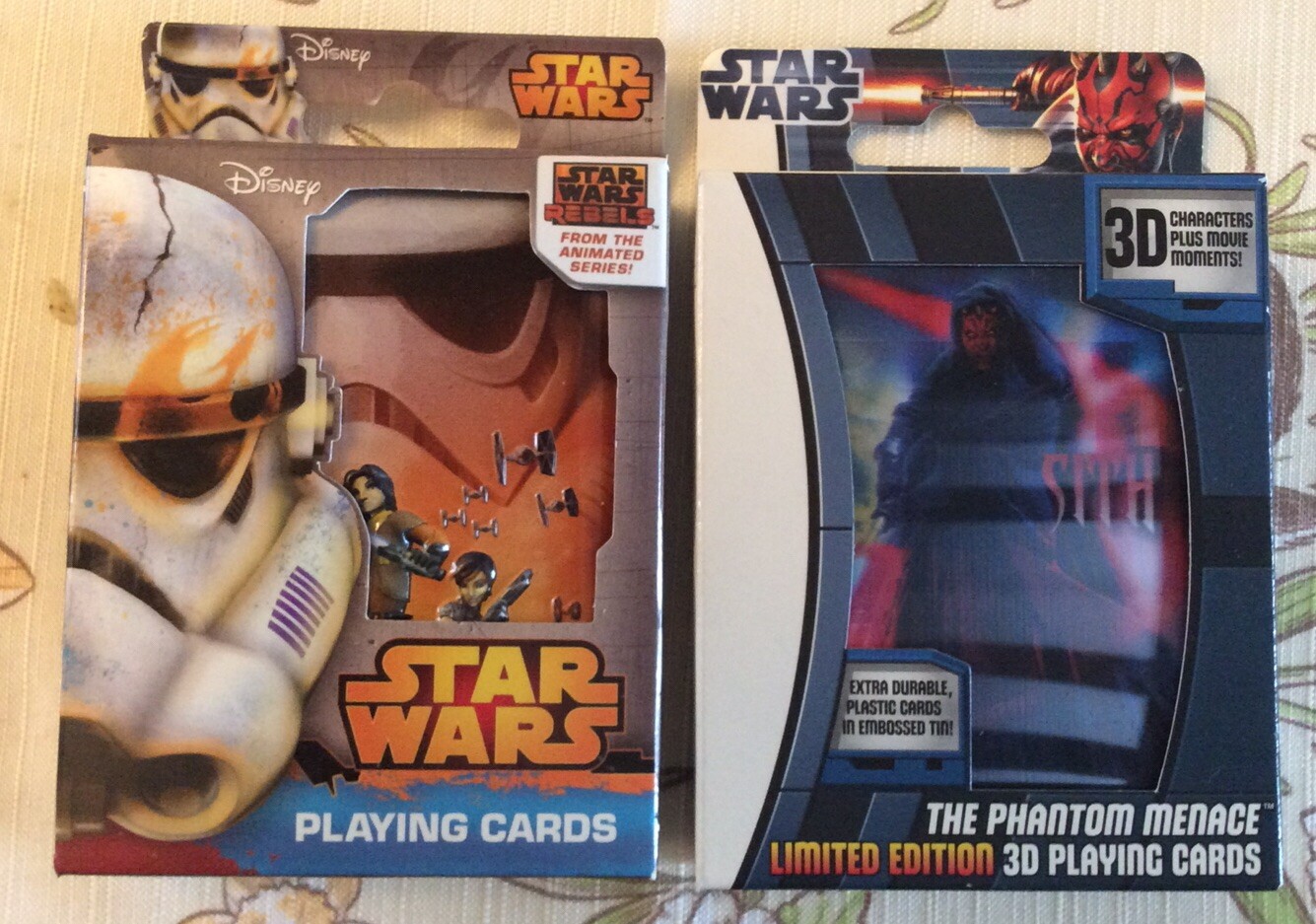 STAR WARS PLAYING CARDS LOT (2) PHANTOM OF MENACE 3D & ANIMATED SERIES ...