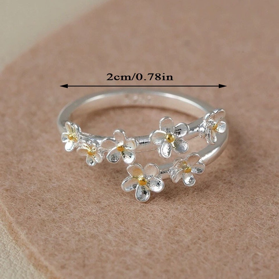 White Three Flowers Ring Wedding Party Jewelry Antique Style Fashion ...