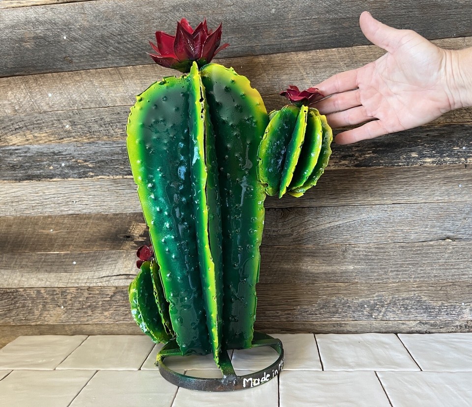 Handcrafted Rustic MINI Metal Hybrid Cactus Metal Yard Art Metal Barrel ...