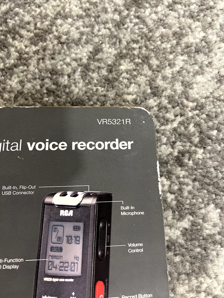 NEW RCA 1GB Digital Voice Recorder with Clip-on Mic USB Cable VR5321R ...