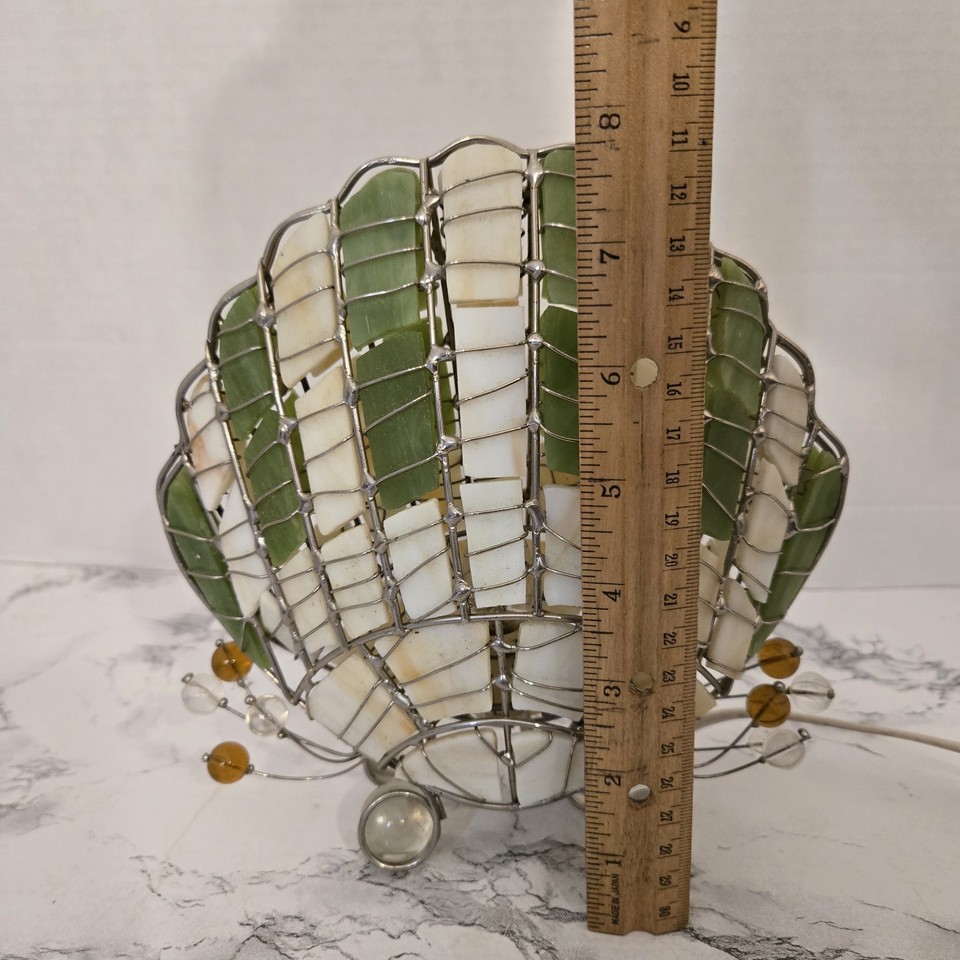 VTG 7" Wired Glass Clamshell Night Light Table Lamp Handmade Chorded | eBay