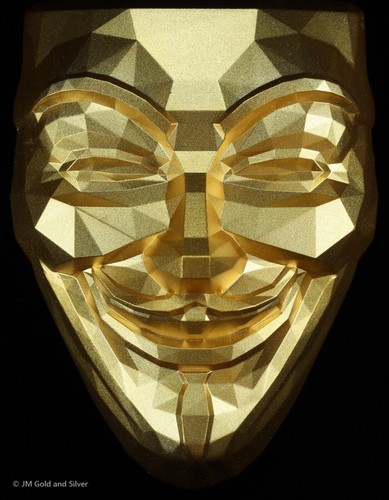 2022 South Korea Rebel Guy Fawkes Revel Mask 2 oz Gilded Silver Stacker ...
