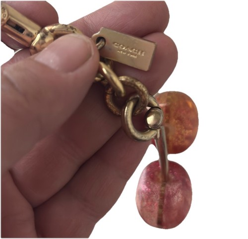 Coach Cherry Bag Charm Keychain Glitter Resin Metal Brass/Red Apple ...