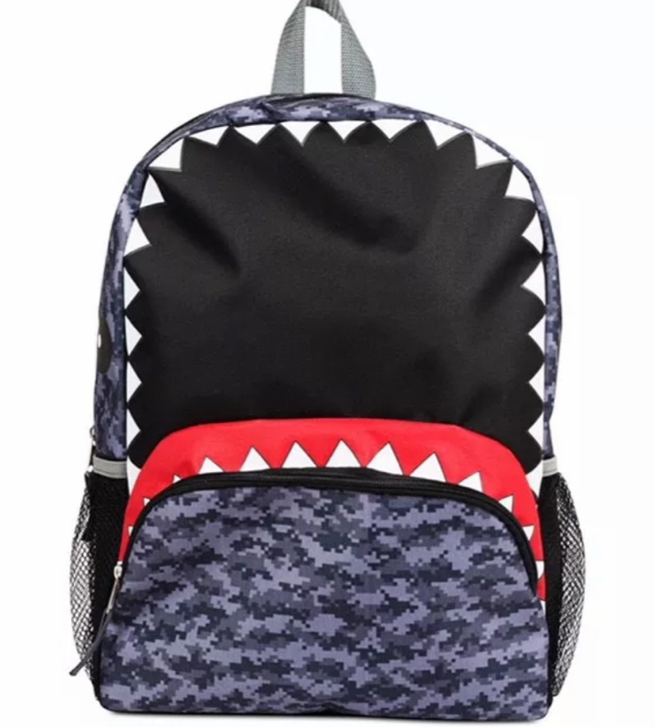 Boys Shark Teeth Open Mouth Backpack | eBay