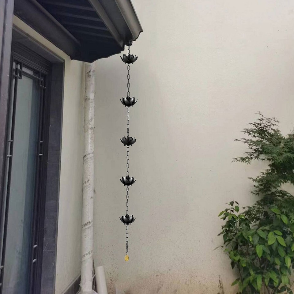 120CM Rain Chain Lotus Decorative Rain Chain for Gutters Downspouts ...
