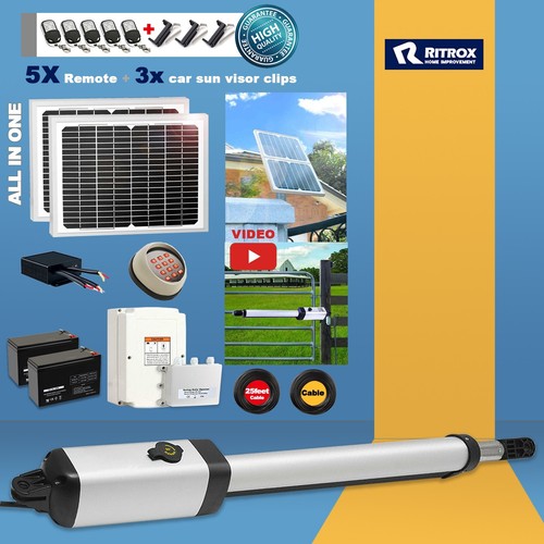 RITROX Full Solar Powered Kit Powerful Swing Gate Opener Motor 5x ...
