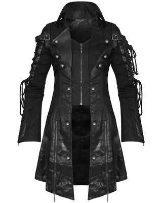 Punk Rave Poison Black Jacket Mens Faux Leather Goth Steampunk Military ...