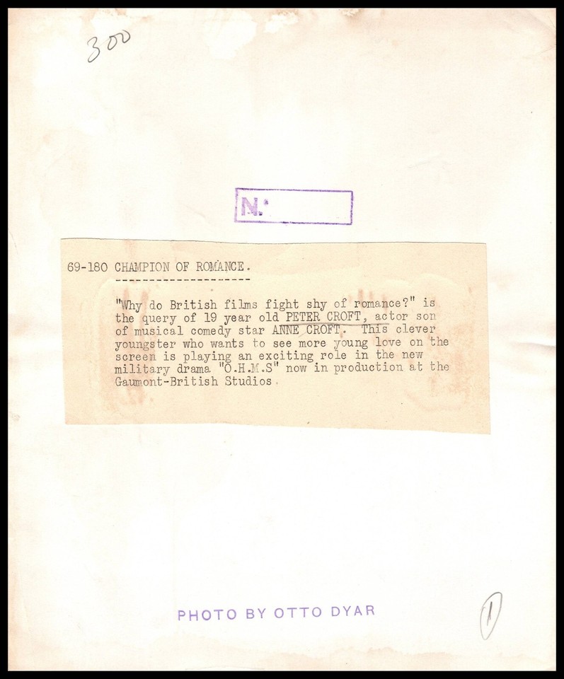 HOLLYWOOD HANDSOME ACTOR PETER CROFT OTTO DYAR PORTRAIT 1930s ORIG ...