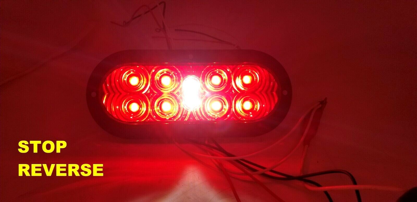 Two 6" Oval Red LED TecNiq Stop/Turn/Tail/Reverse Light Surface Mount ...