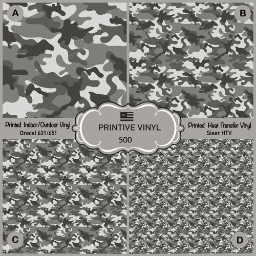 Military Camouflage Patterned Iron on, Printed SISER HTV, Adhesive ...