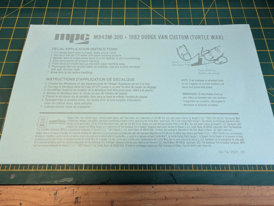 Turtle Wax Scale Model Waterslide Decals MPC Dodge Van 1/25 New Custom ...