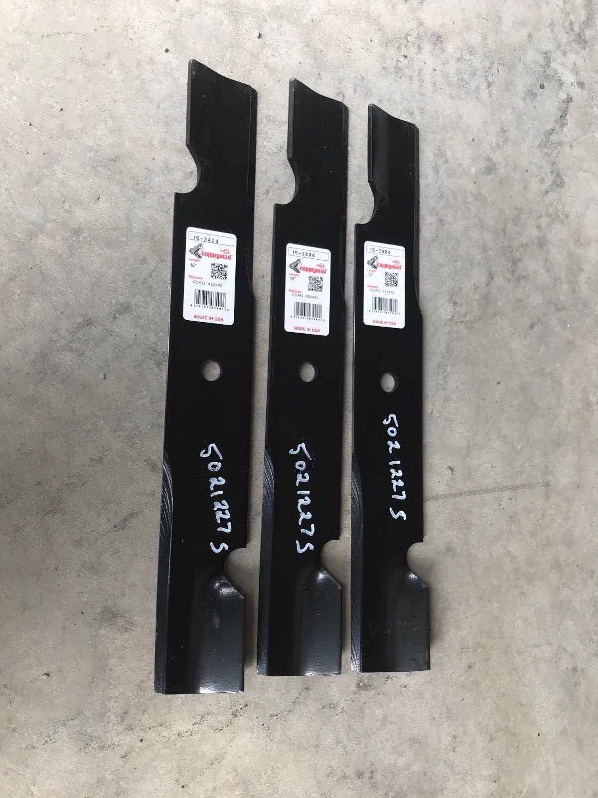3 Pack Lift Blades for 52" Ferris 5021227S 18" x 2-1/2"x5/8" - USA MADE ...