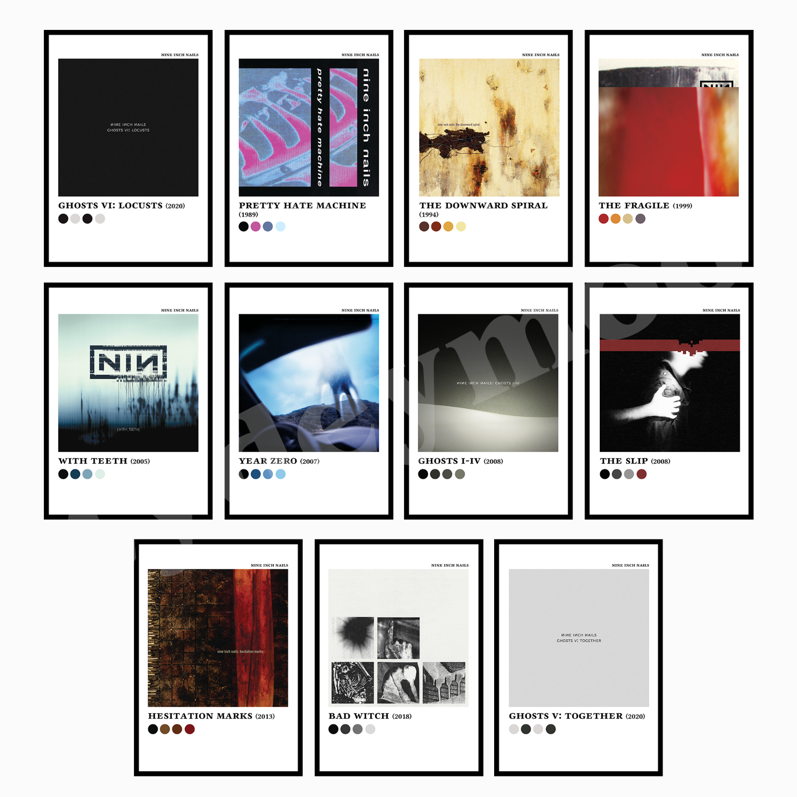 NINE INCH NAILS Discography Aesthetic Colour Pallette Album Music ...
