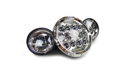 Harley Davidson LED Chrome Daymaker Set 7" Headlight + 4.5" Fog Lights ...