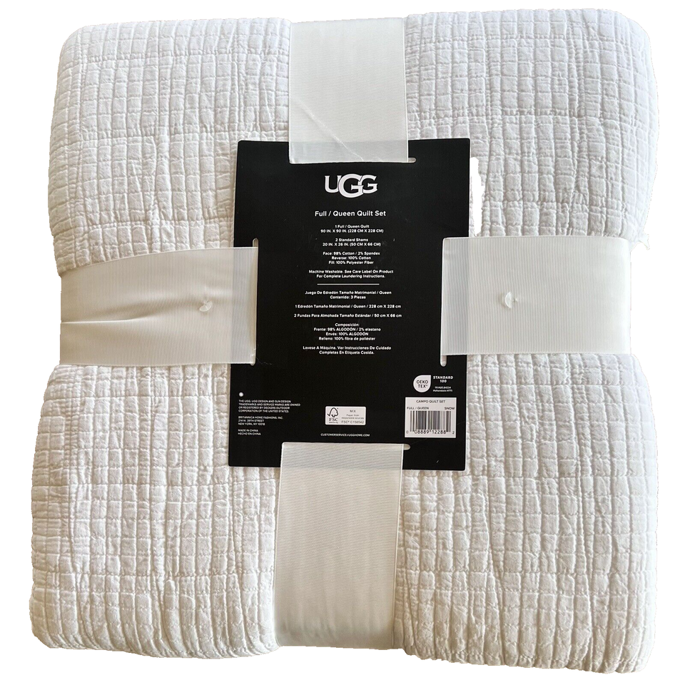 NWT UGG®Campo Full Queen Quilt 3Pc Set "SNOW" New Packaged Ribbon-MSRP ...