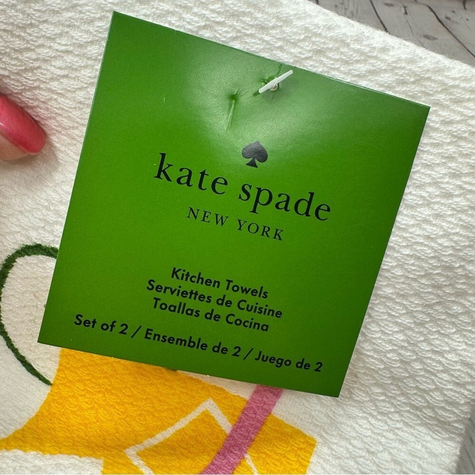 NWT Kate Spade Pink White Gingham Kitchen dish Towel strawberry ...