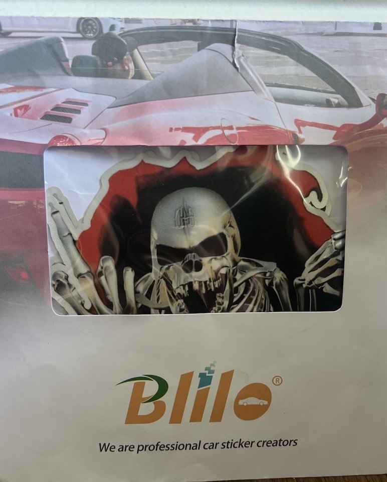 2pc Skull Car Decals Red Black Skeleton Sticker Auto Tail Door Window ...