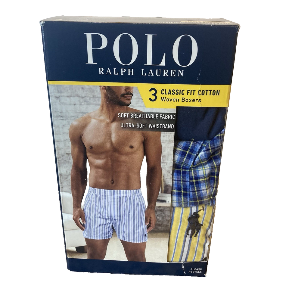 Polo Ralph Lauren Men's Classic Fit Cotton Woven Boxers 3-Pack, Size S ...
