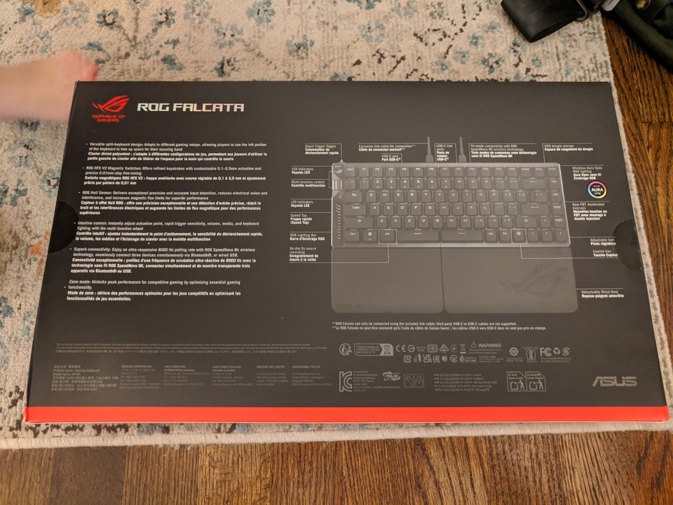 Asus ROG Falcata Compact 75% Split RGB Gaming Keyboard Wireless ...