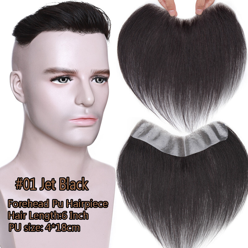 Mens Thin Skin PU Toupee Receding hairline Patch Bald Human Hair Piece ...