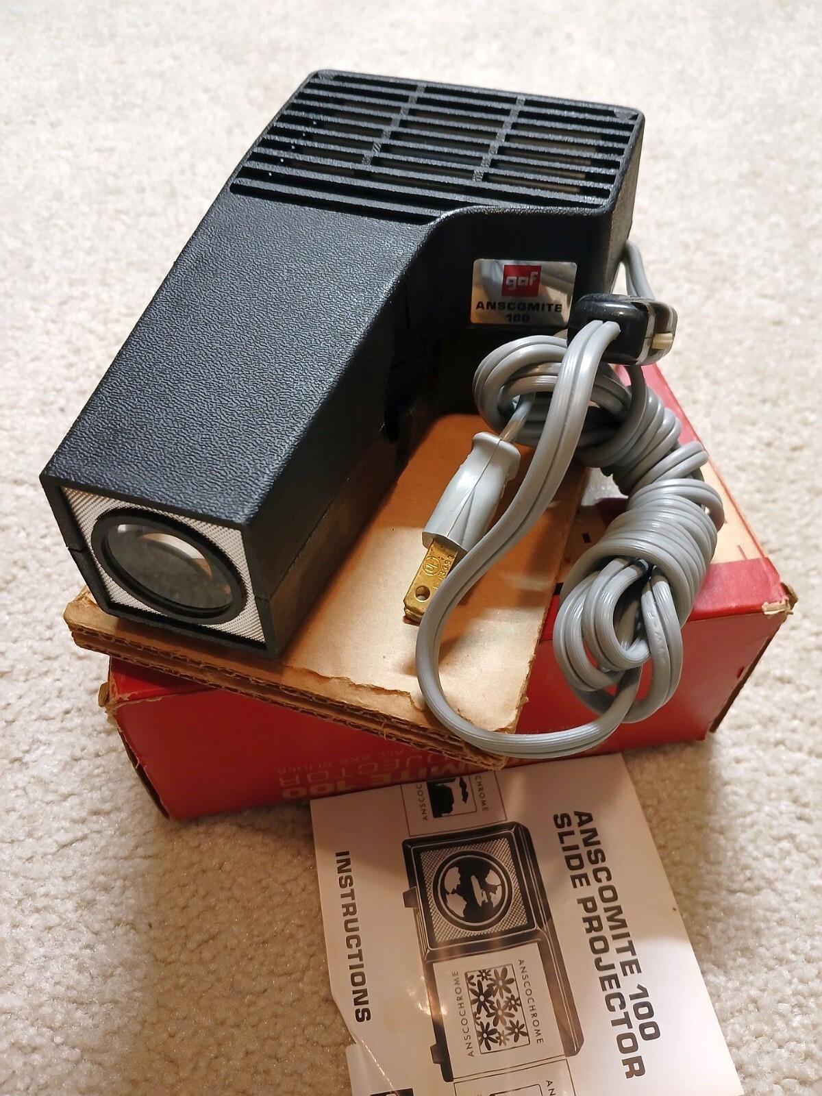 Vintage gaf ANSCOMITE Model 100 Slide Projector - NOS in Original Box ...