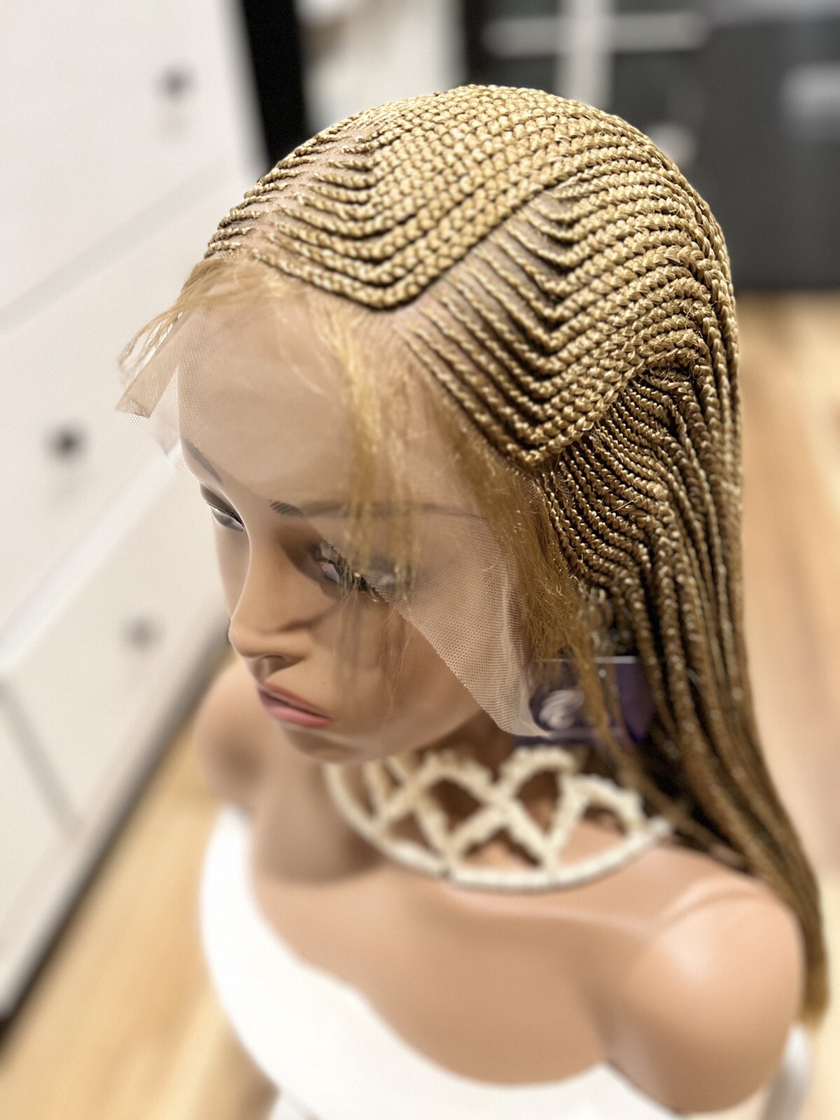 BRAIDED CORNROW WIG. 18”LONG.MADE ON A LACE FRONTAL. Color Gold. | eBay