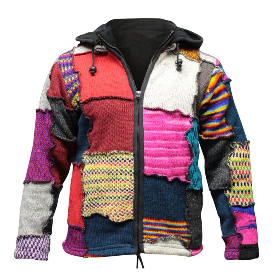 Men's Tye Dye Patchwork Hippie Jacket Fleece Lined Festival Boho Hippy ...