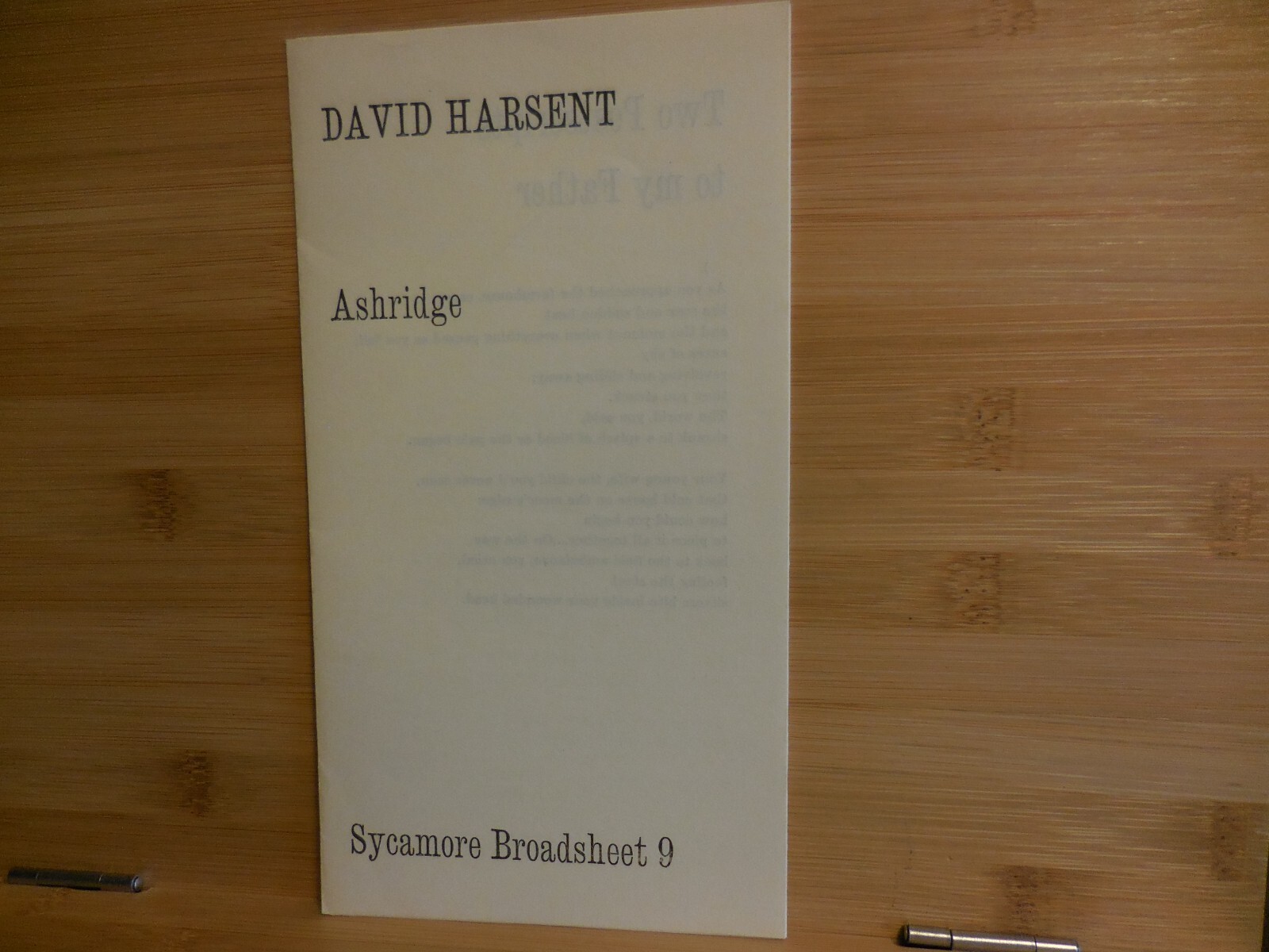 Harsent, David - Poems - Truce - Storybook Hero - Ashridge - Signed | eBay