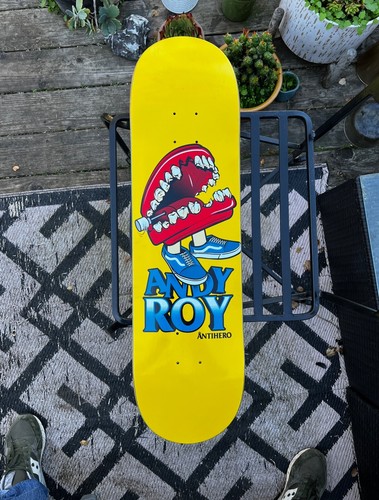 Andy Roy Anti Hero Skateboard Deck- Yellow Chattering Teeth- Rare ...