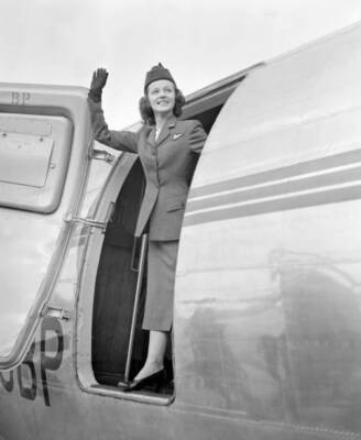 Bea Airlines Stewardess In Uniform c1950 2 Aviation History Old Photo ...