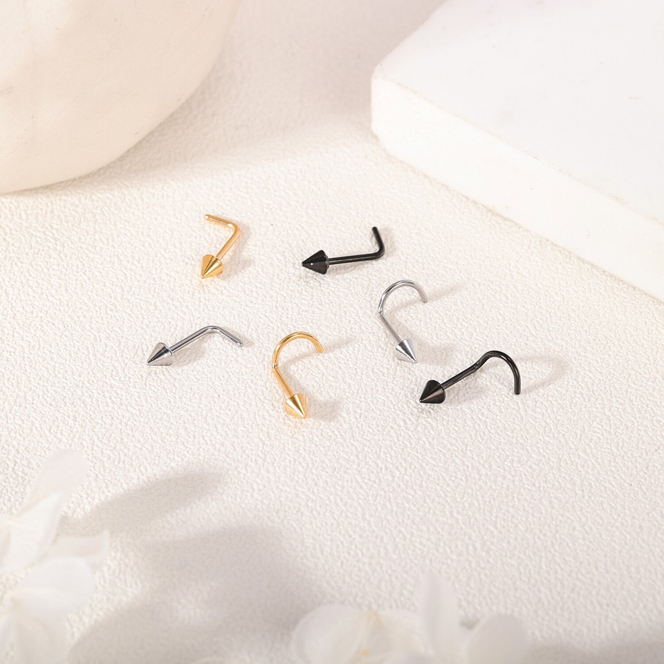 20g Stainless Steel Nose Stud Heart Spike Nose Piercing Crystal Nostril ...