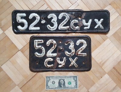 Set of 2 Old USSR Ukraine Car License Plates Number Tin Sign Plaque ...