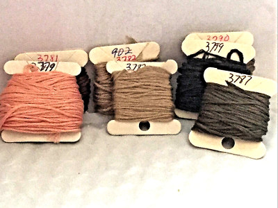 Lot of 7 DMC Cross Stitch Floss Carded #3779,3781,3782x2,3787,3799.3790 ...