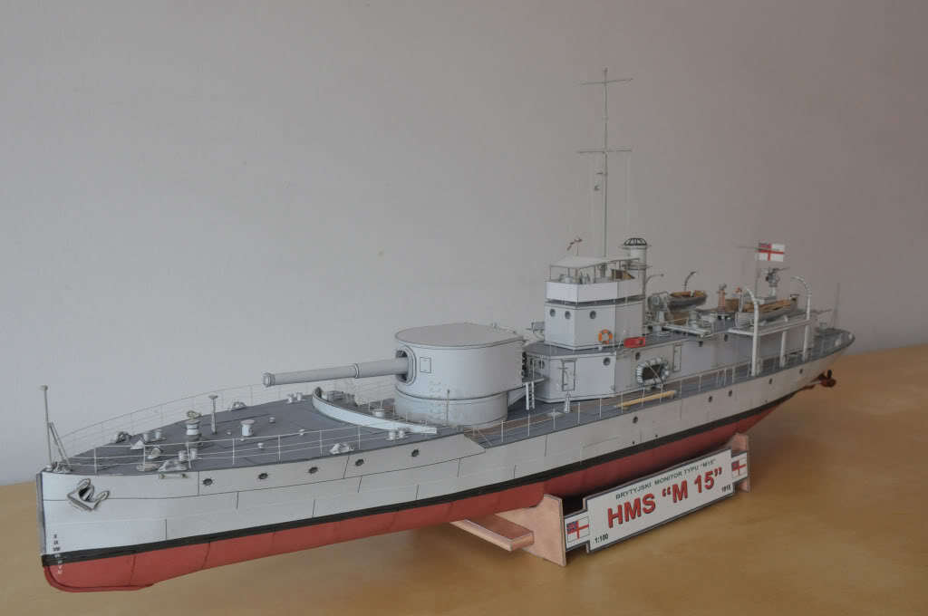 1:100 British Royal Navy HMS M15 M15-class monitor DIY Handcraft Paper ...