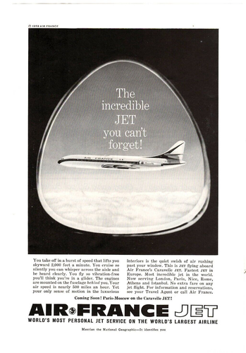 1959 Print Ad Air France Jet World's Most Personal Jet Service Largest ...